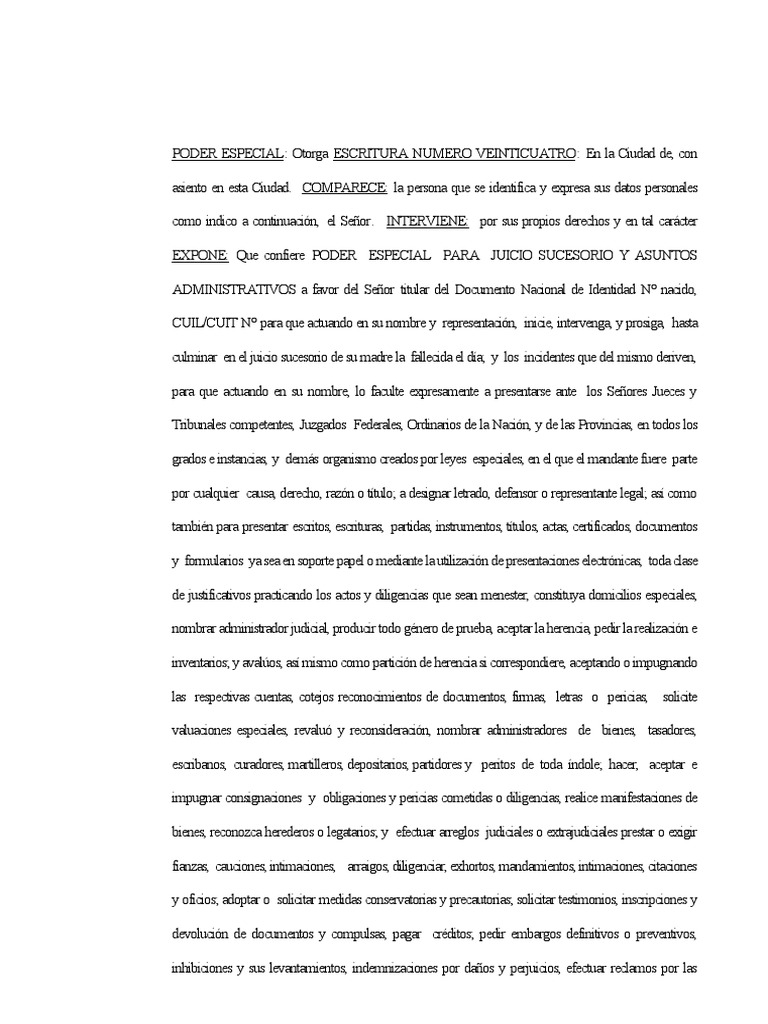 Poder Especial para Juicios Sucesion Modelo | PDF | Gobierno | Justicia