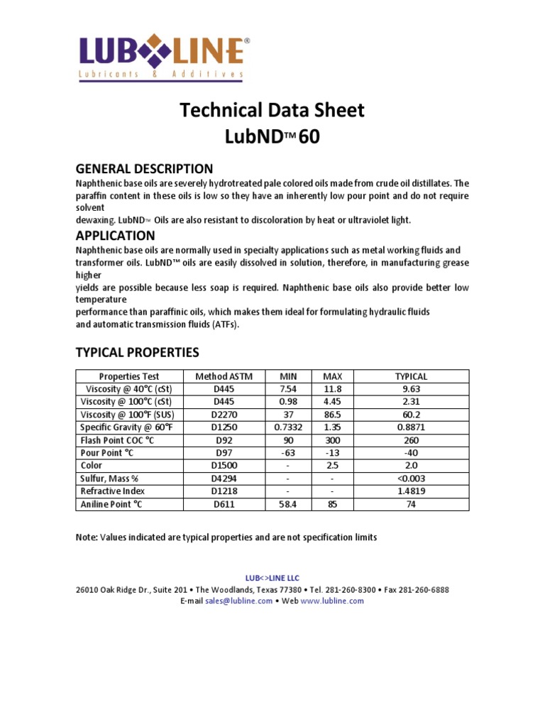 TDS - LubND 60-2 | PDF