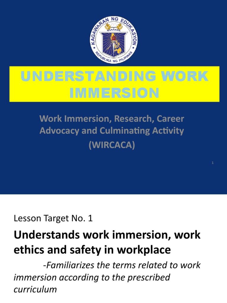 Work Immersion Guide for Students | PDF | Expert | Curriculum