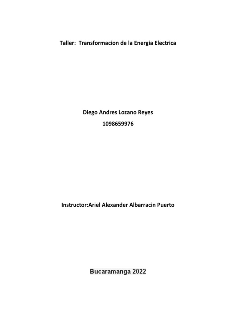 Actividad 2 Taller Transformacion de La Energia Electrica | PDF