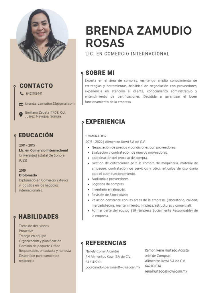 Currículum Vitae Brenda Zamudio | PDF | Logística | Business