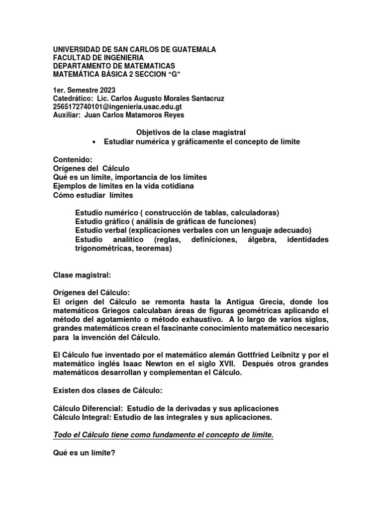 A) Estudio Numérico, Gráfico y Verbal de Límites | PDF | Cálculo | Asíntota