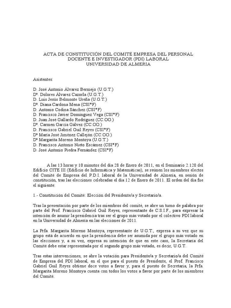 Formato de Acta de Comite de Empresa 2 | PDF | Gobierno