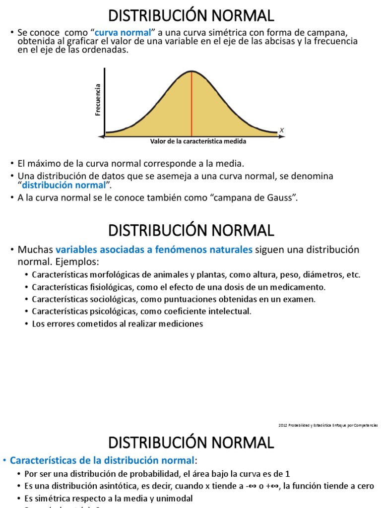 Características de la Distribución Normal | PDF | Distribución normal ...