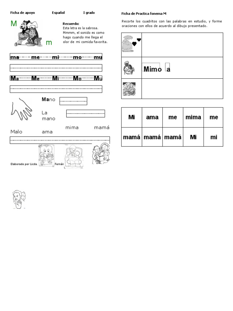 Práctica de Fonemas para Primer Grado | PDF | Palabra | Fonética