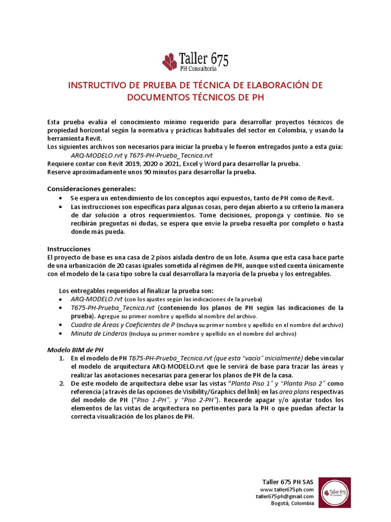 T675-Instructivo de Prueba Tecnica de Elaboración de Documentos Tecnicos de PH | PDF | Autodesk ...