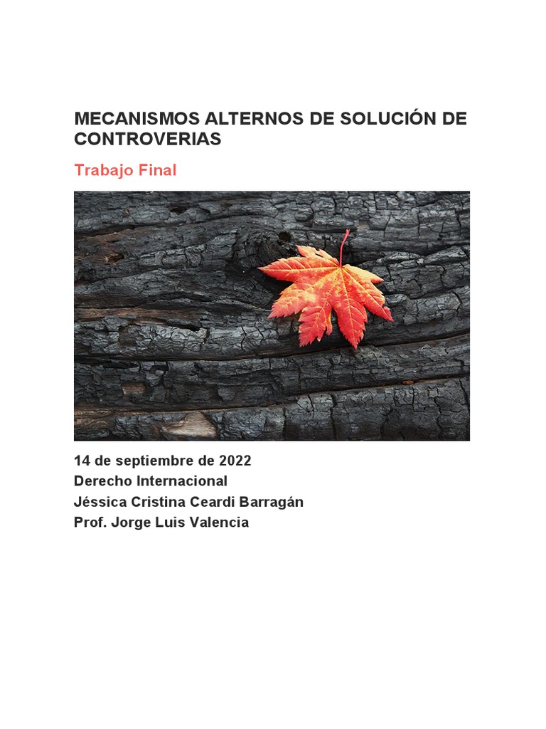 Trabajo Final JCCB D Internacional | PDF | Mediación | Arbitraje
