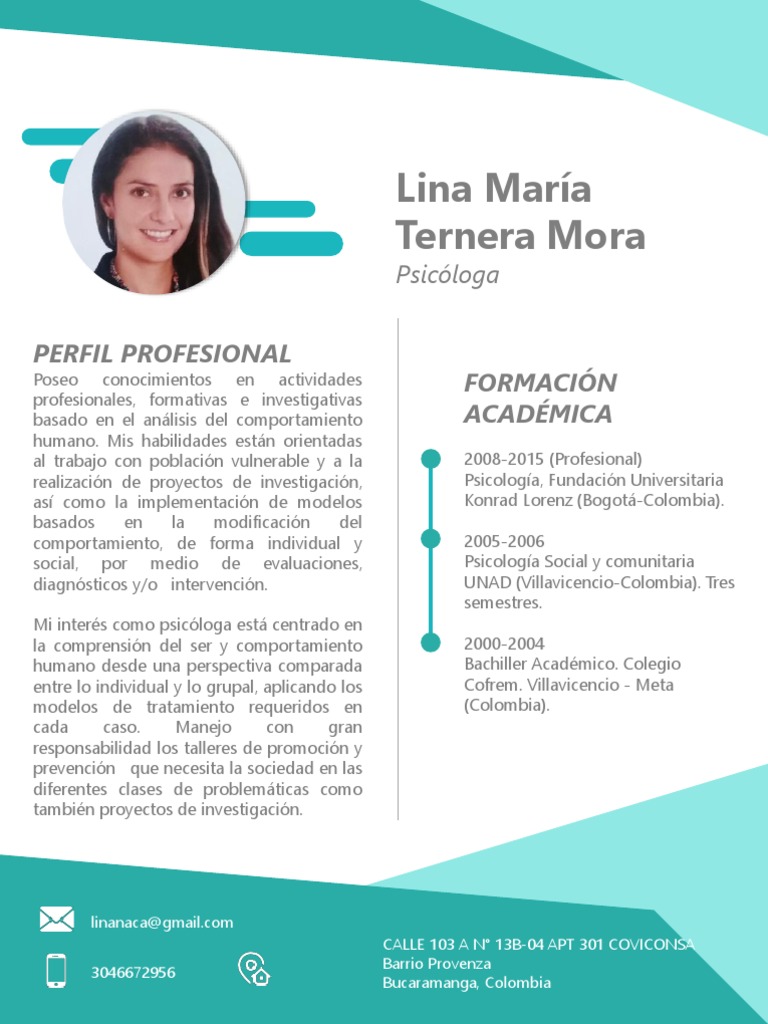 Hoja de Vida - Lina Maria Ternera Mora 2023 | PDF | Sicología | Colombia