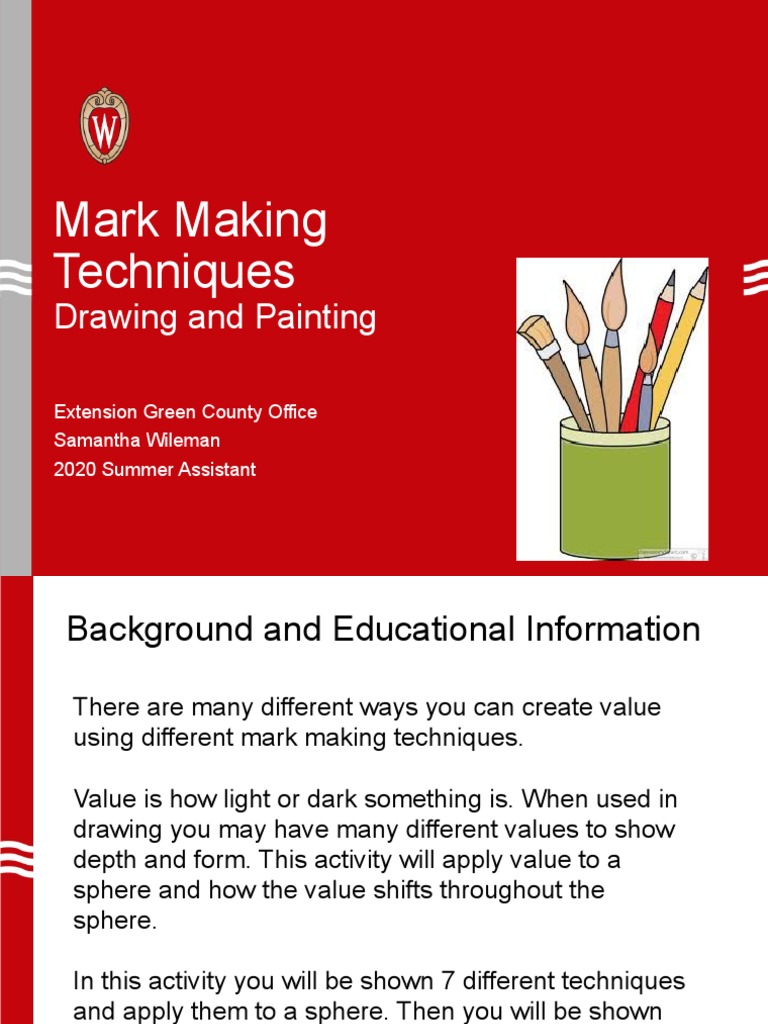 Mark Making Techniques Powerpoint | PDF | Drawing