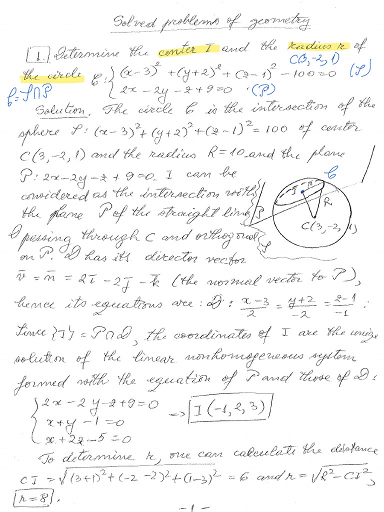 Solved Problems of Analytic Geometry | PDF Solved Problems of Analytic Geometry | PDF