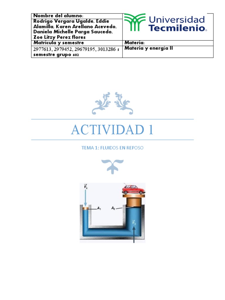 Act1 Hidrostatica Materia y Energia II | PDF | Líquidos | Importar