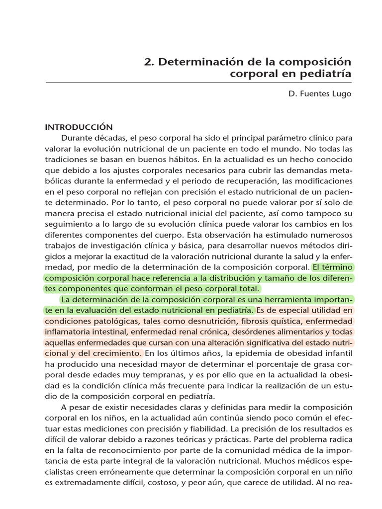 Composición Corporal Pediátrica | PDF | Tejido adiposo | Obesidad
