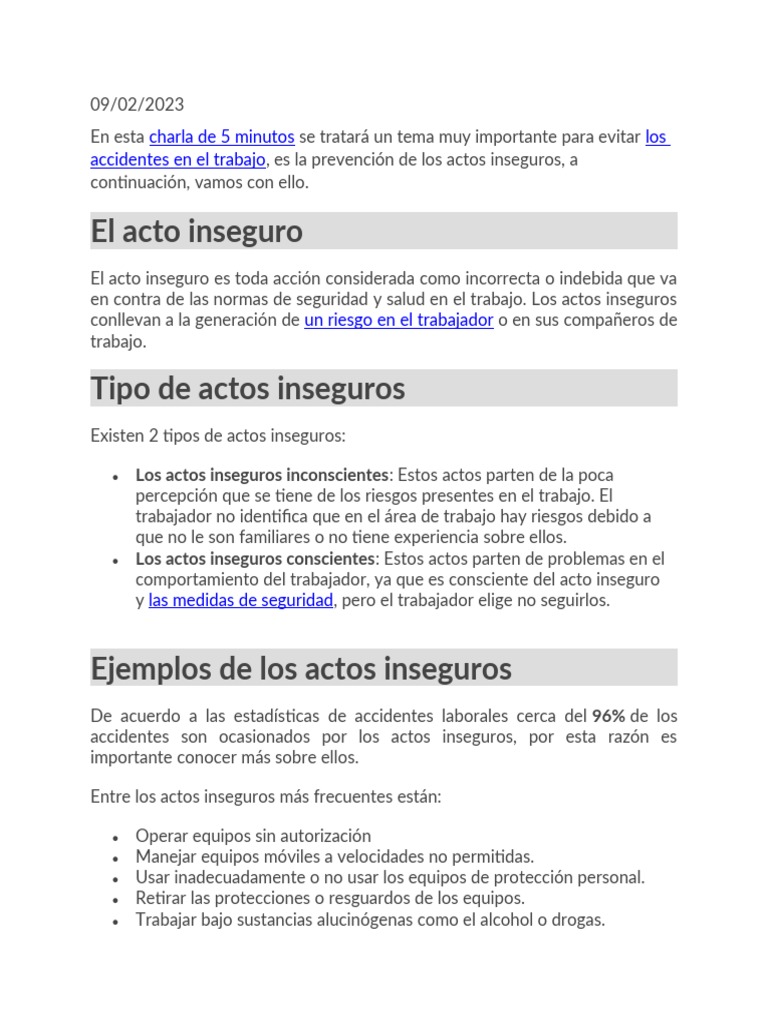 Actos Inseguros | PDF