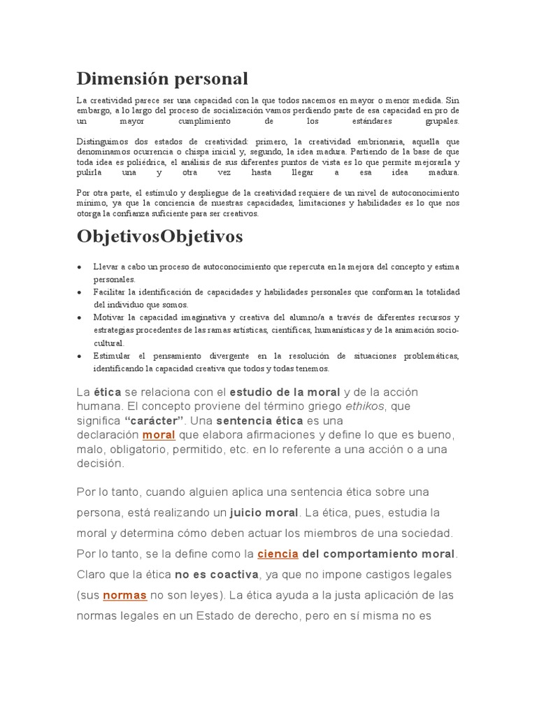 Dimensión Personal | PDF