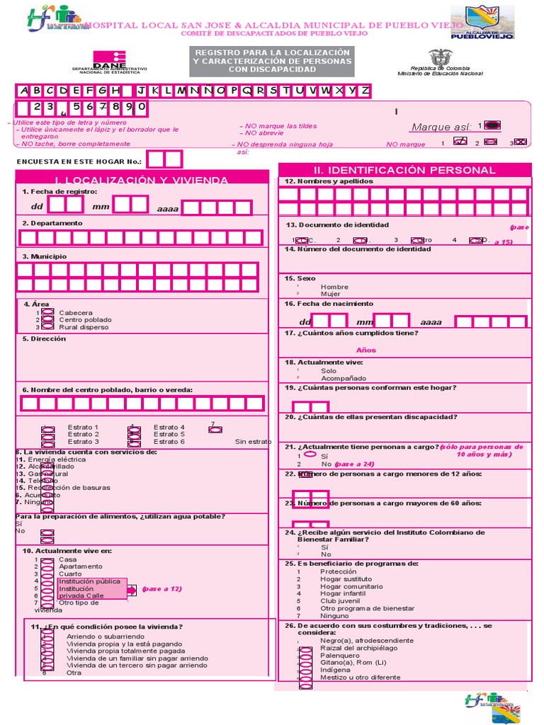 Formulario de Discapacidad | Descargar gratis PDF | Invalidez