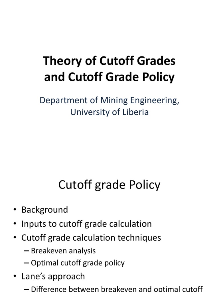 Lecture 4 - Theory of Cutoff Grades | PDF | Mining | Mathematical Optimization