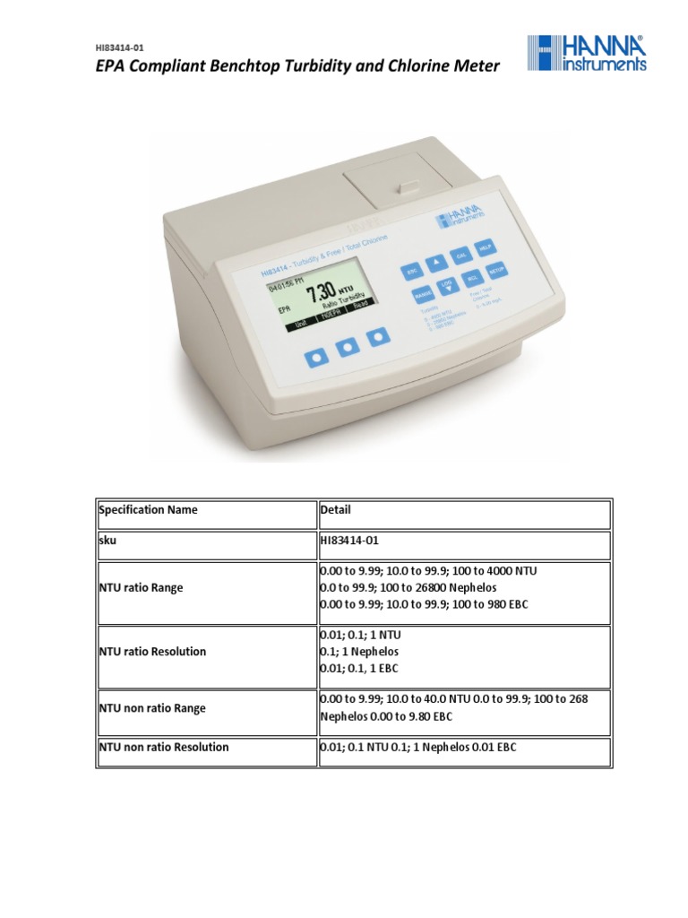 ITEM 9 - EPA Compliant Benchtop Turbidity and Chlorine Meter | PDF ...