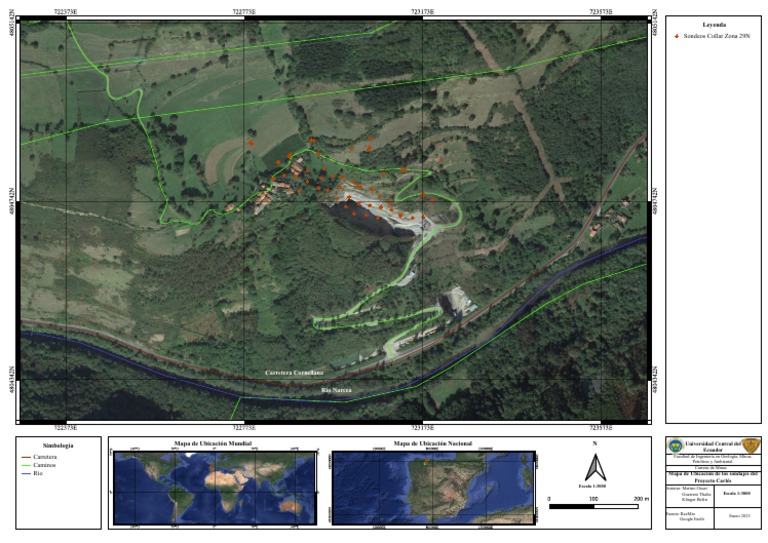 Mapa de ubicación de sondajes del Proyecto Carlés en la zona 29N junto ...