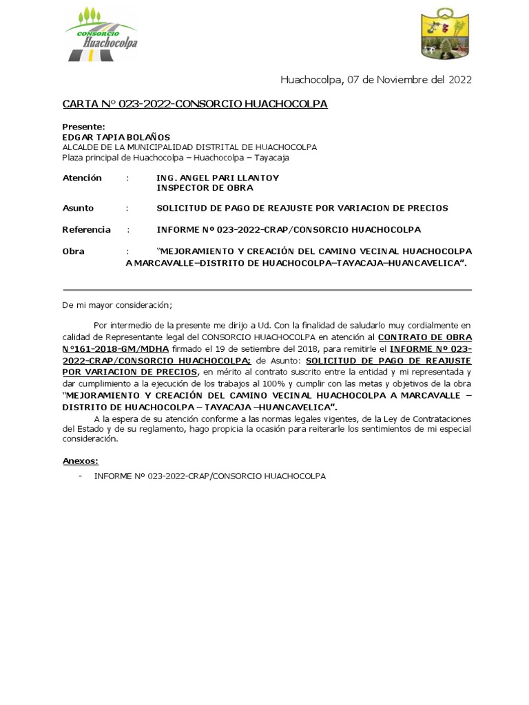 INFORME N°023-2022 Reajuste | PDF INFORME N°023-2022 Reajuste | PDF