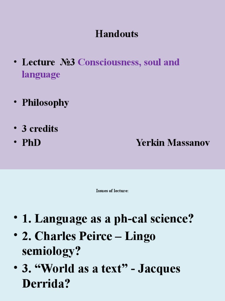 Consciousness, Language, and Philosophy | PDF | Semiotics | Science