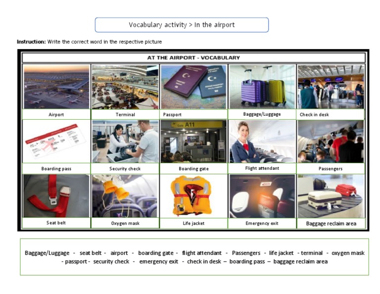 Airport Vocabulary | PDF