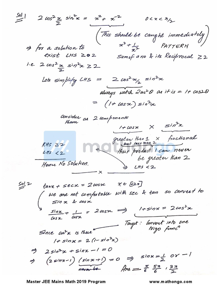 Trigonometric Solution by Mathongo | PDF