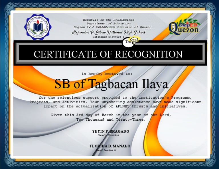 Certificate of Recognition Award 2023 | PDF