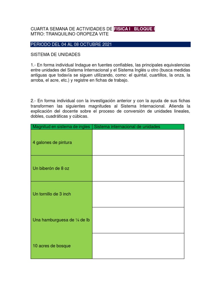 Act Sem 4 y 5 Fisica I 2021 | PDF | Vector Euclidiano | Metrología