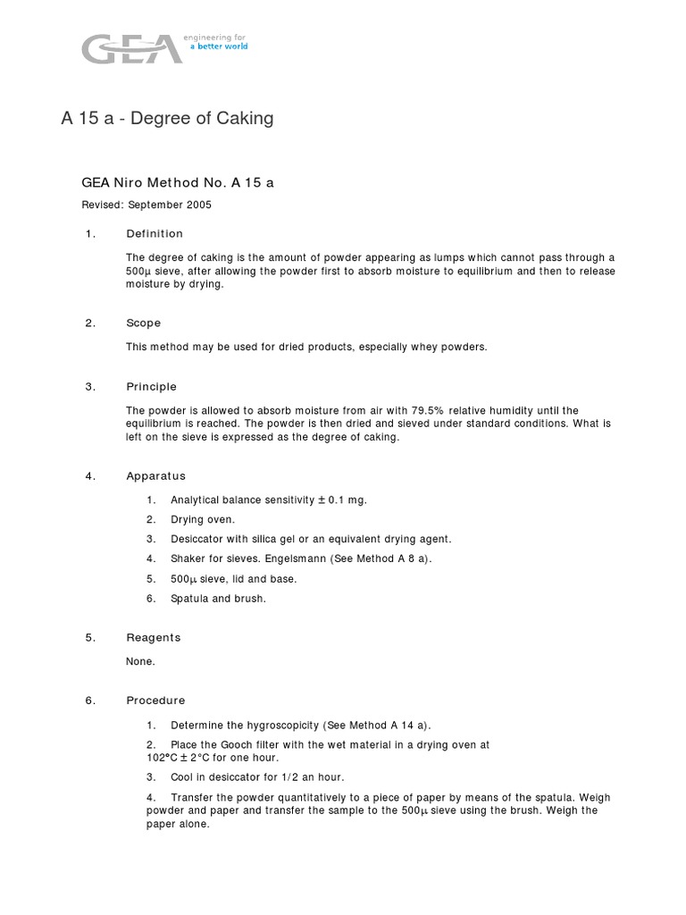 Degree of Caking Test | PDF | Humidity | Chemistry