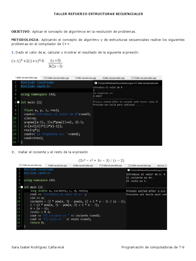 Taller Estructura Secuenciales Resuelto Descargar Gratis Pdf