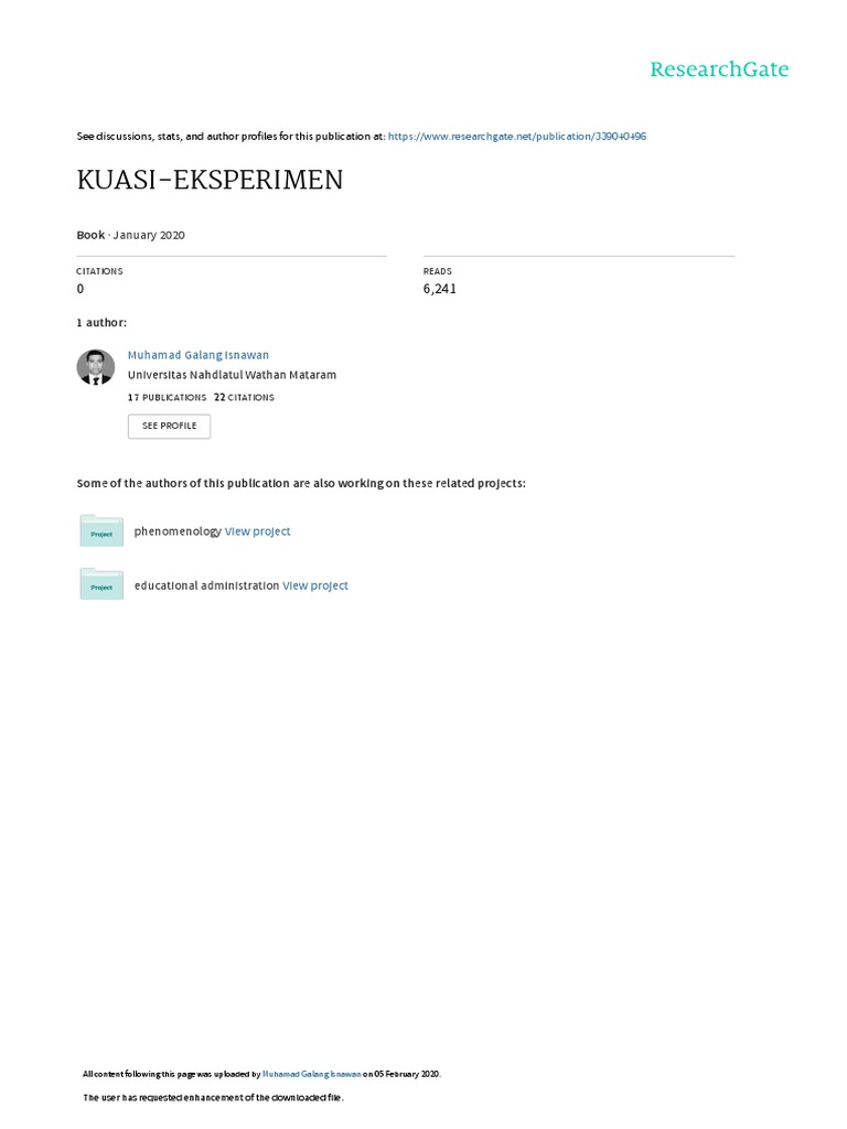 Kuasi-Eksperimen: January 2020 | PDF