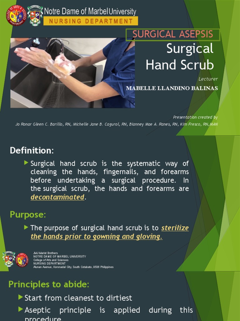 Updated PPT Surgical Hand Washing | PDF | Surgery | Hygiene