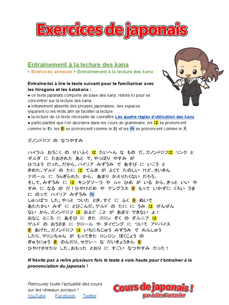 Bonus Entraînement À La Lecture Des Kana - Exercices de Japonais | PDF