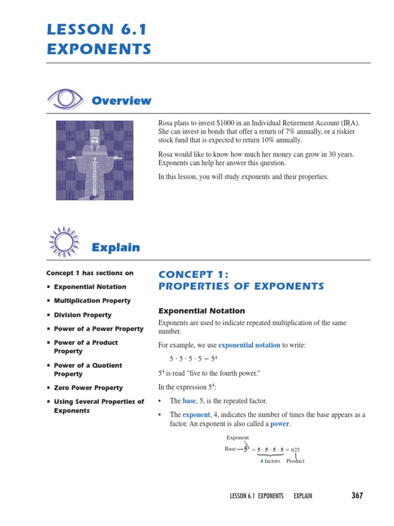 Lesson6-1notinbook Answ | PDF | Exponentiation | Multiplication