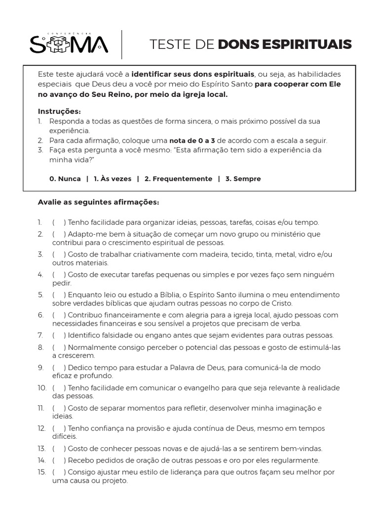 Identifique Seus Dons Espirituais | PDF | Presente espiritual | Bíblia