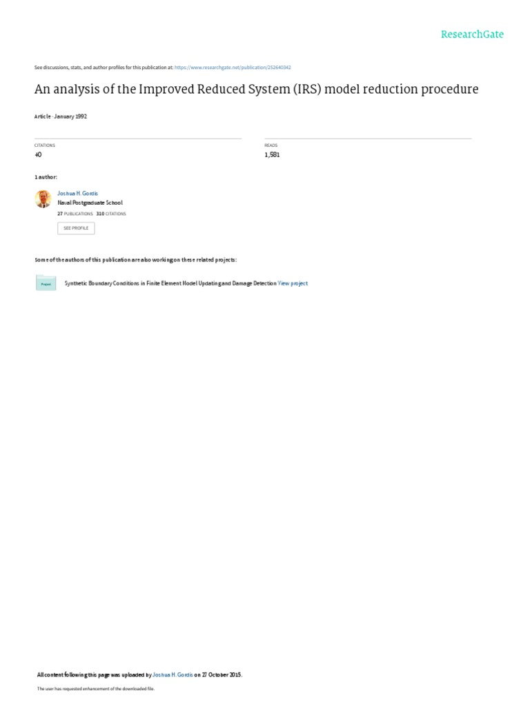 An Analysis of The Improved Reduced System (IRS) Model Reduction ...