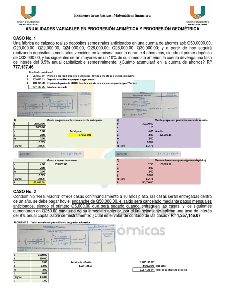 04 Anualidades Variables Resolucion PDF | PDF | Interés | Bancos