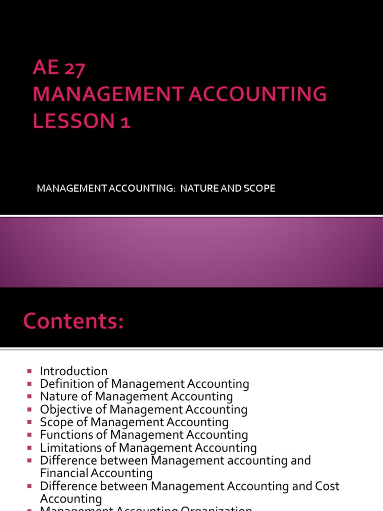 AE 27 Lesson 1 | PDF | Management Accounting | Information