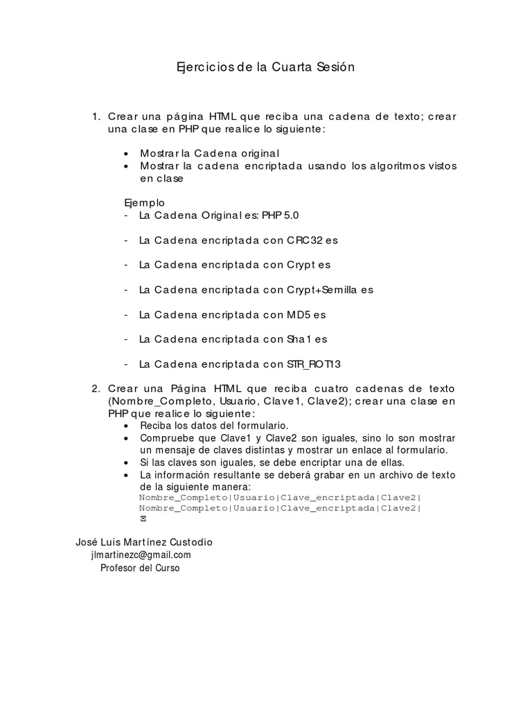 Ejercicios de La Cuarta Sesión | PDF