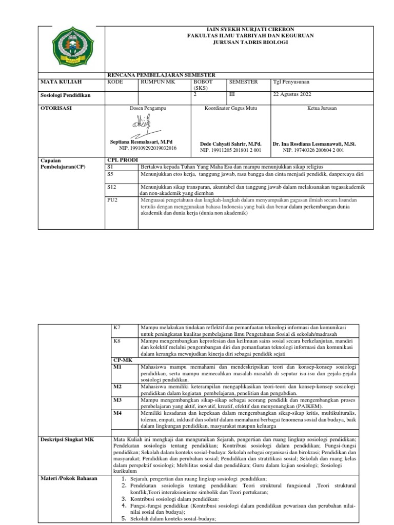 RPS Sospen Biologi 2022 | PDF