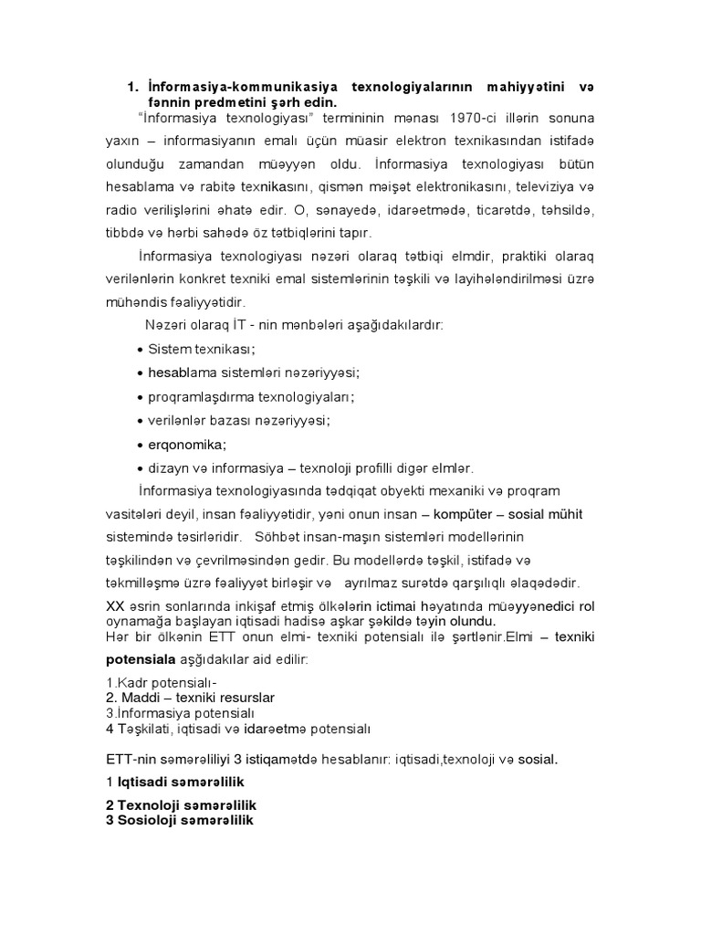 IKT Imtahan Cavab | PDF