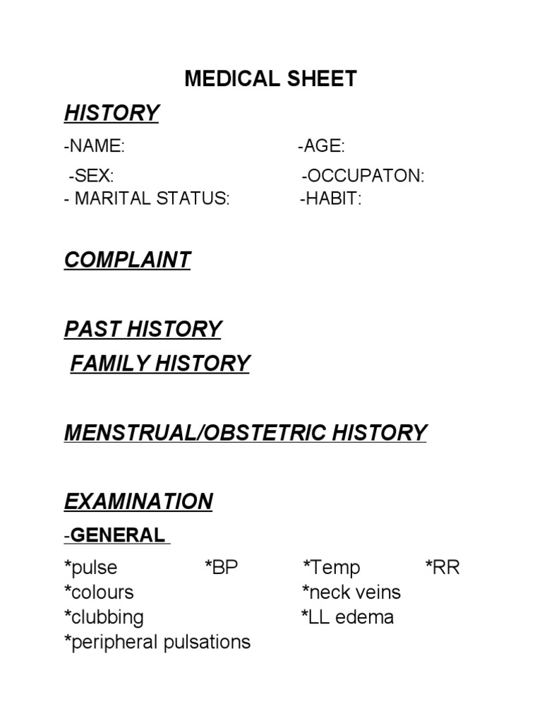 Medical Sheet | PDF