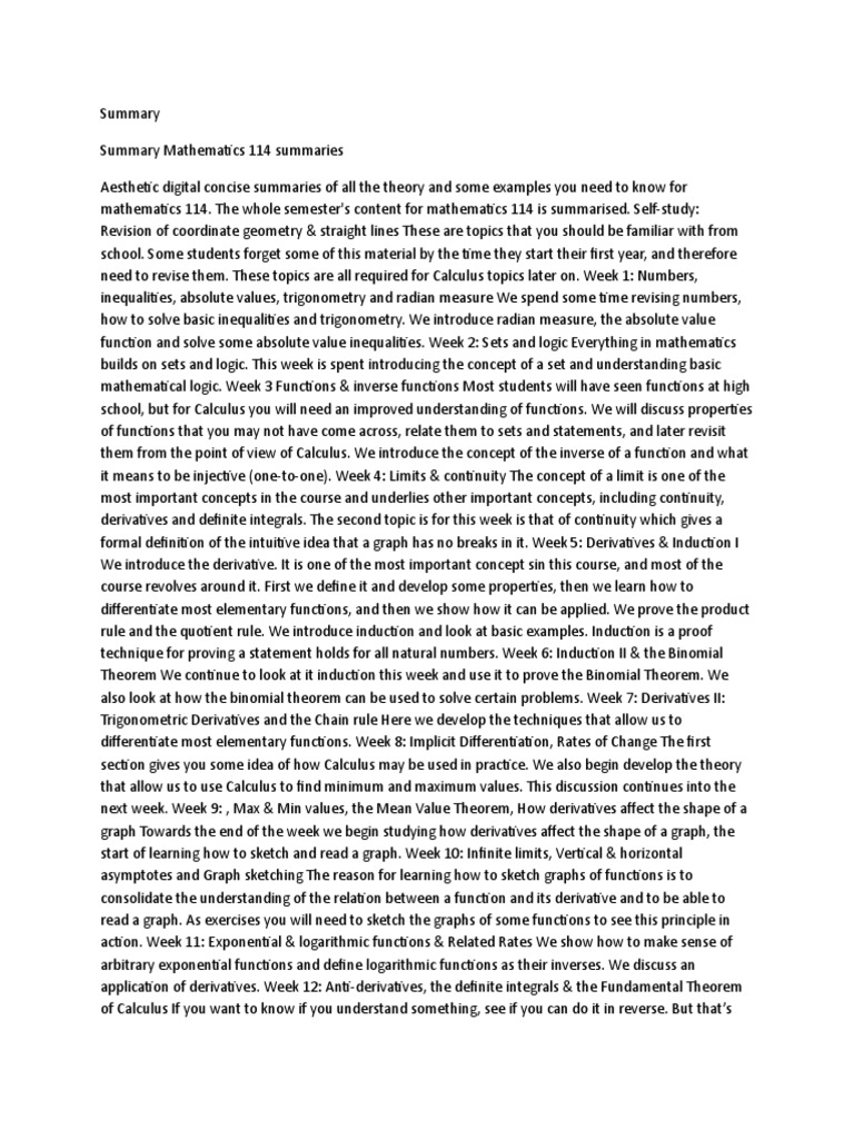 Mathematics 114 Pdf Function Mathematics Derivative