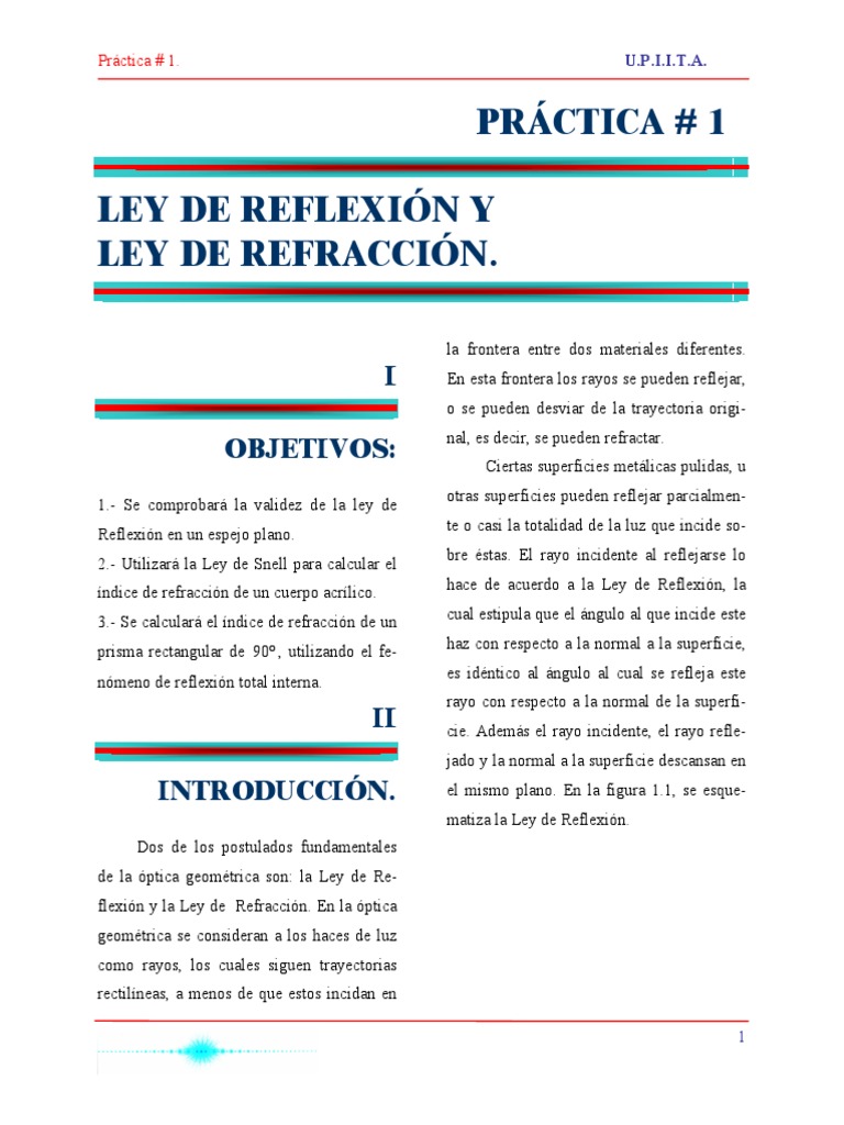 Reflexión y Refracción | PDF | Refracción | Índice de refracción