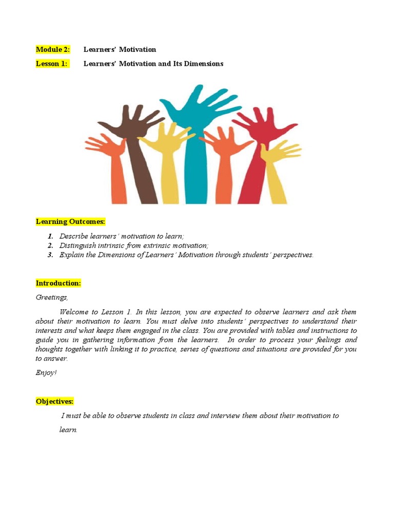 FS 100 Module 2 - NOYA | PDF | Motivation | Motivational