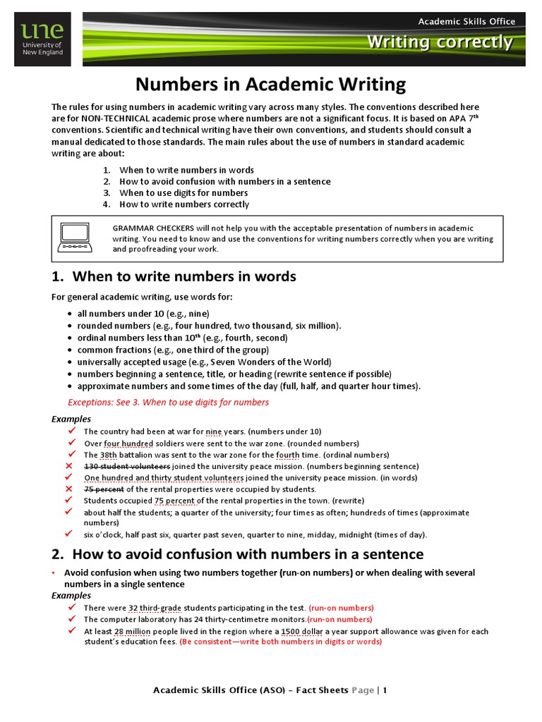 WC - Numbers in Academic Writing | PDF | Anno Domini | Linguistics
