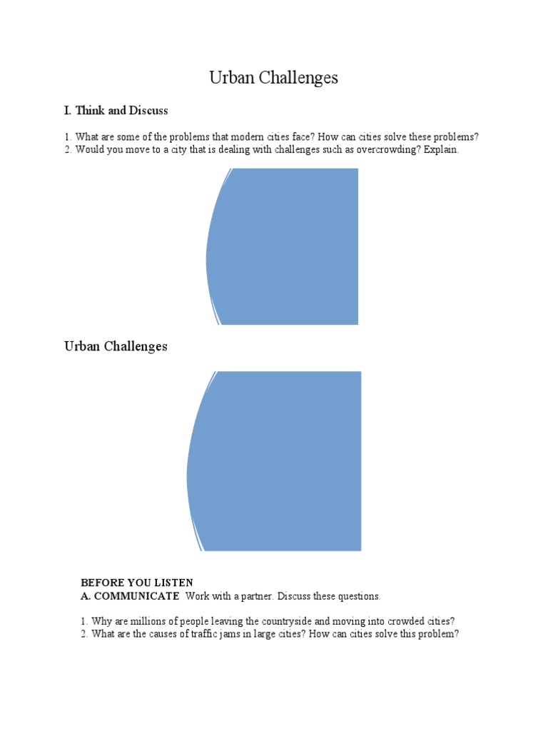 Urban Challenges Worksheet | PDF | Venice | Vocabulary