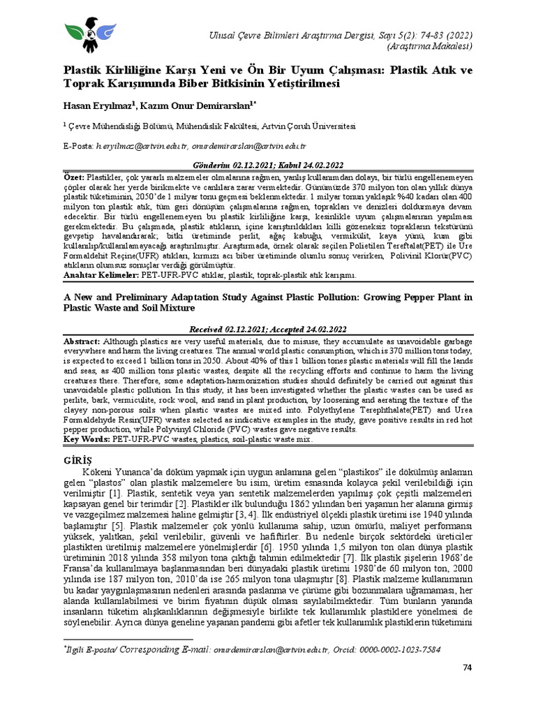Plastik Kirlili - Ine Kar - Yeni Bir Uyum - Al - Mas - Plastik at - K Ve Toprak Kar - M - Nda ...