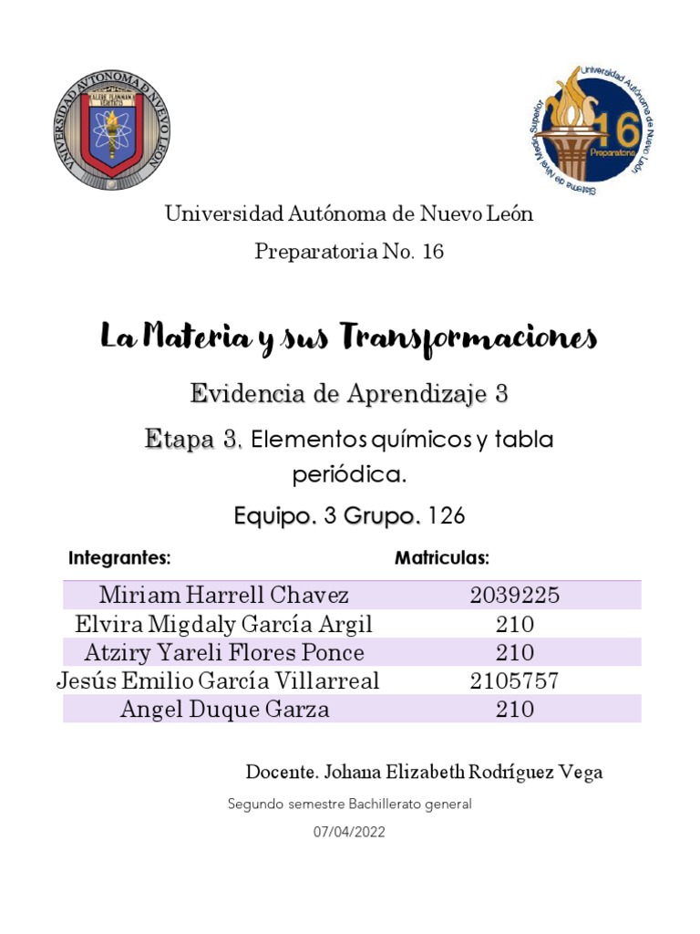 Equipo 3 - EV3 - LMyT | PDF | Elementos químicos | Rieles