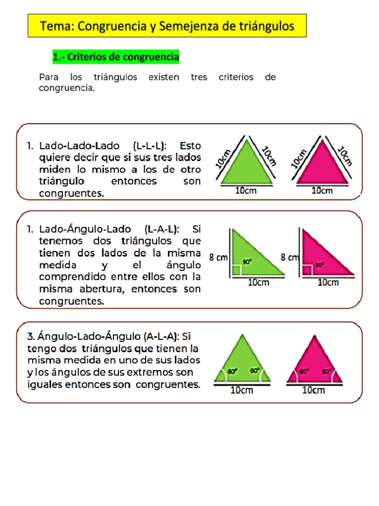 Apuntes de Congruencia y Semejanza de Triángulos | PDF